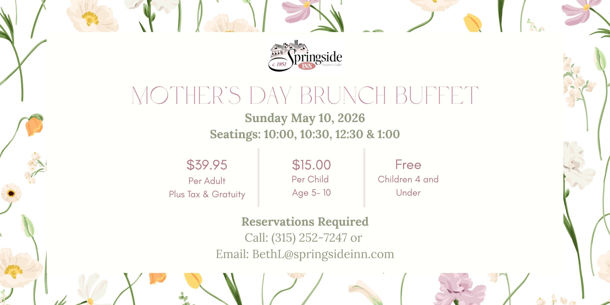 Mother's Day Brunch Buffet - Springside Inn